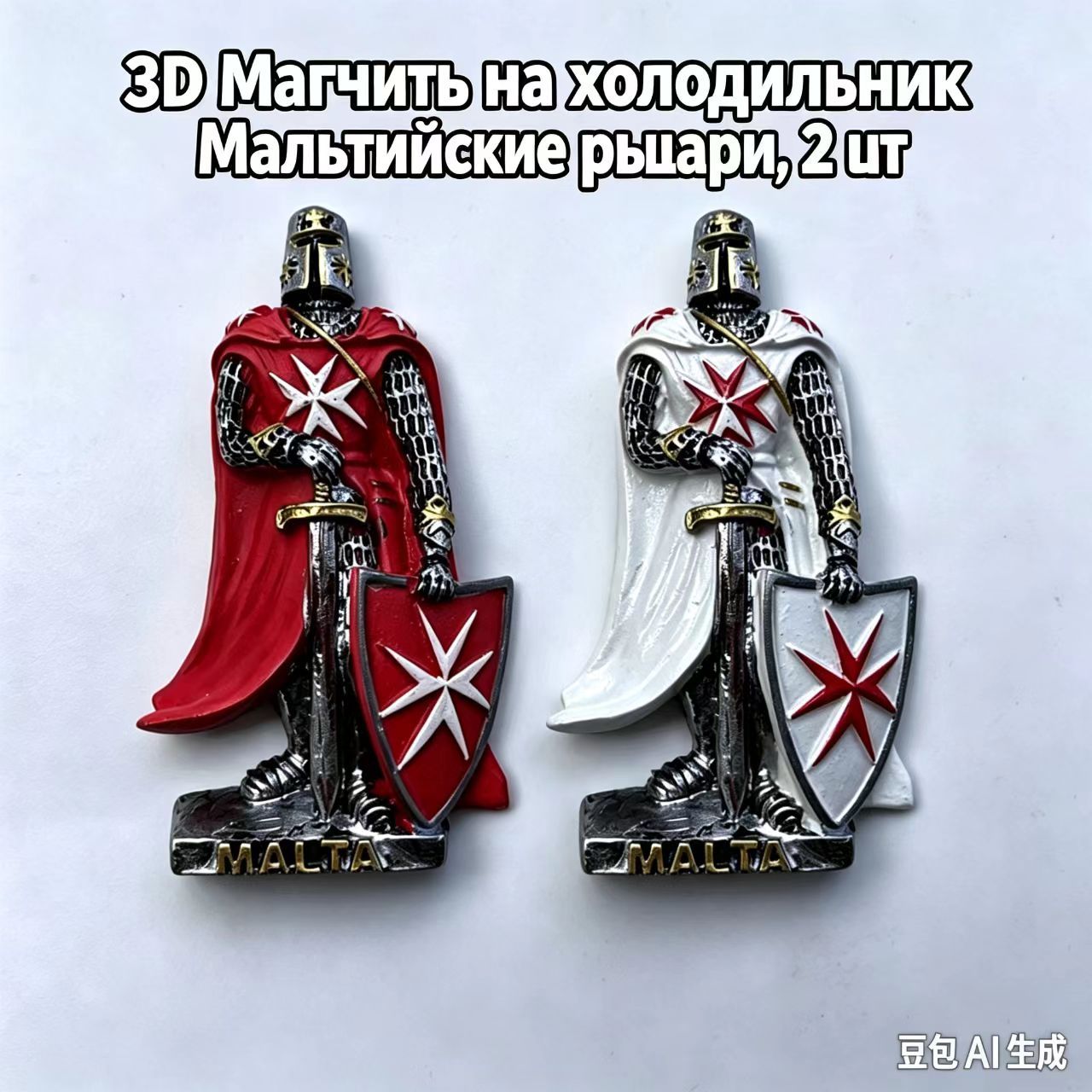 3D-магниты на холодильник: Мальтийские рыцари (Мальта), 2 шт.
