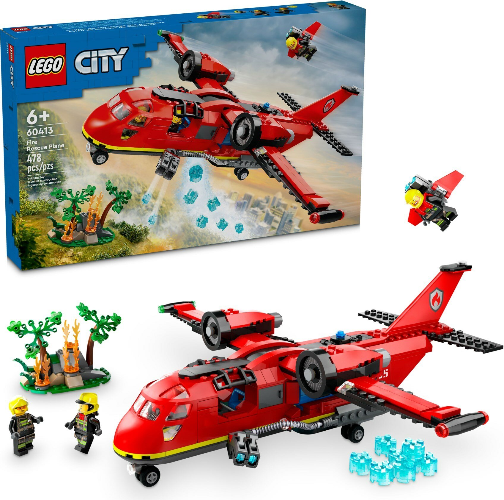 Конструктор LEGO City 60413 Пожарный спасательный самолет, 478 деталей