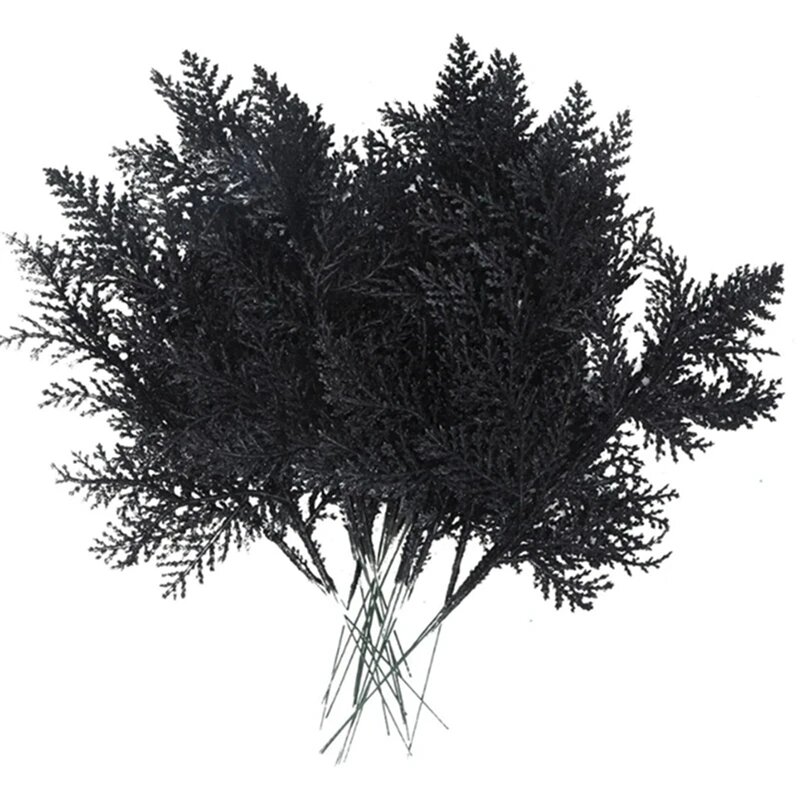 Искусственные сосновые ветки с блестками, 5/10 шт. 10Pcs, Черный, Black