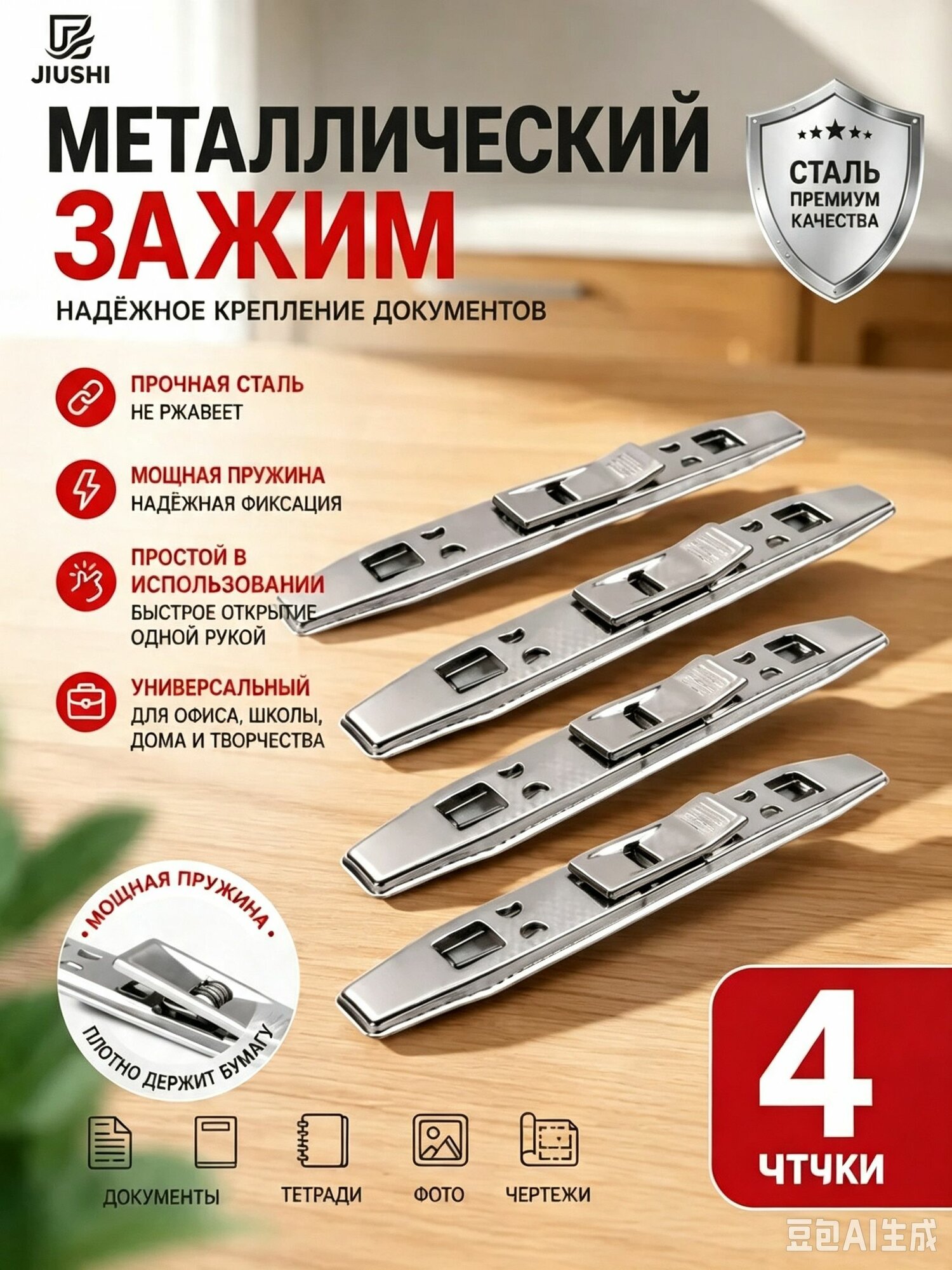 Металлическая прижимная планка для арочного механизма, набор из 4 шт