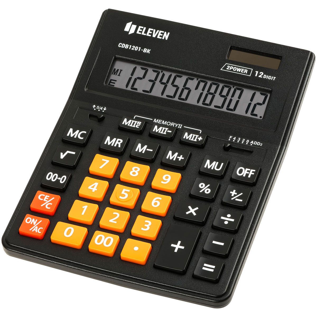 Калькулятор настольный Eleven Business Line CDB1201-BK/OR, 12-разрядный, двойное питание, 155x205x35м (CDB1201-BK/OR), 40шт.