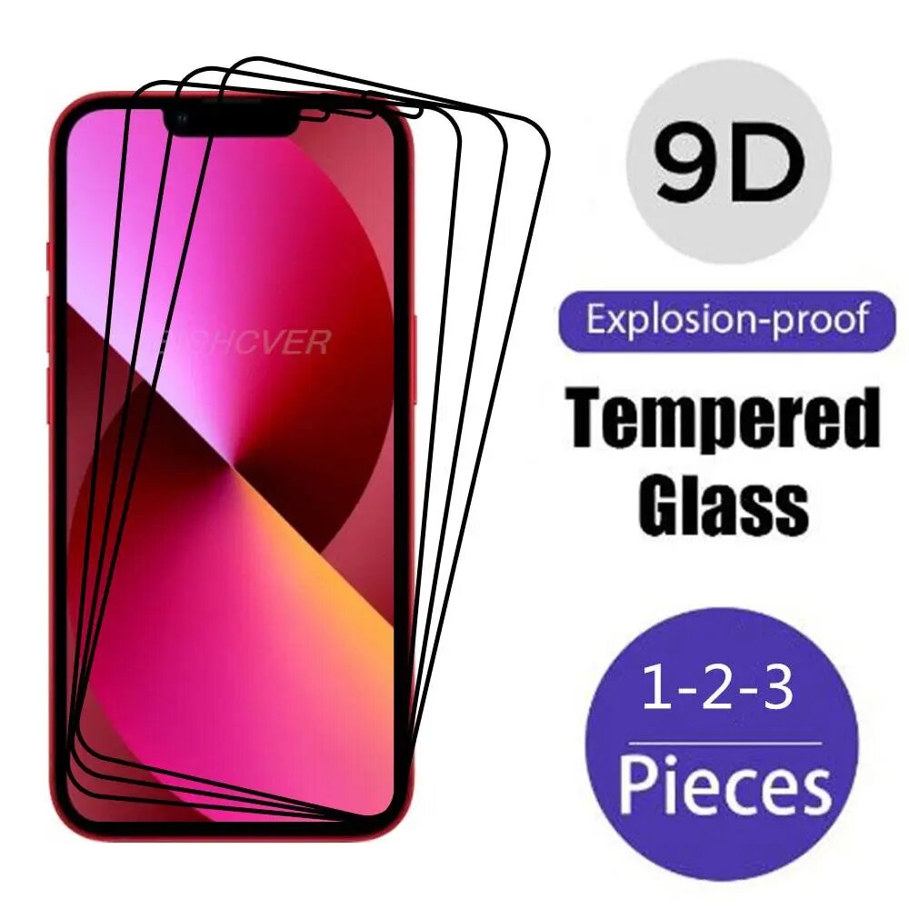Закаленное стекло 9D для защиты экрана, Защитное стекло для IPhone 3PCS Black Glass, For iPhone 12