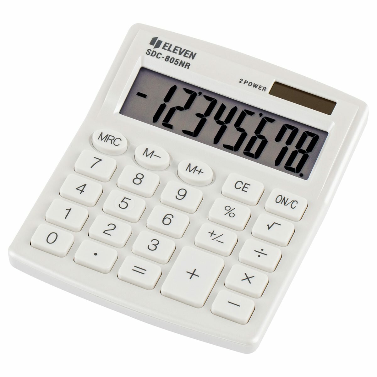 Калькулятор настольный Eleven SDC-805NR-WH, 8-разрядный, двойное питание, белый (SDC-805NR-WH), 10шт.