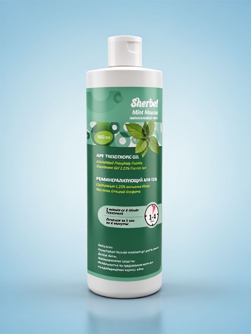 Гель реминерализующий АПФ Sherbet APF Thixotropic Gel, вкус Ментоловый Мусс (Mint Mousse), 500 мл.