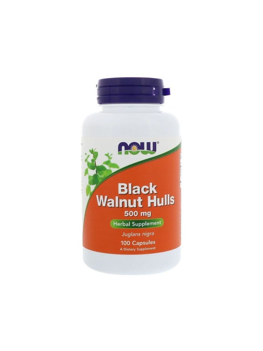 NOW Black Walnut Hulls Черный орех 605мг, 100 капсул
