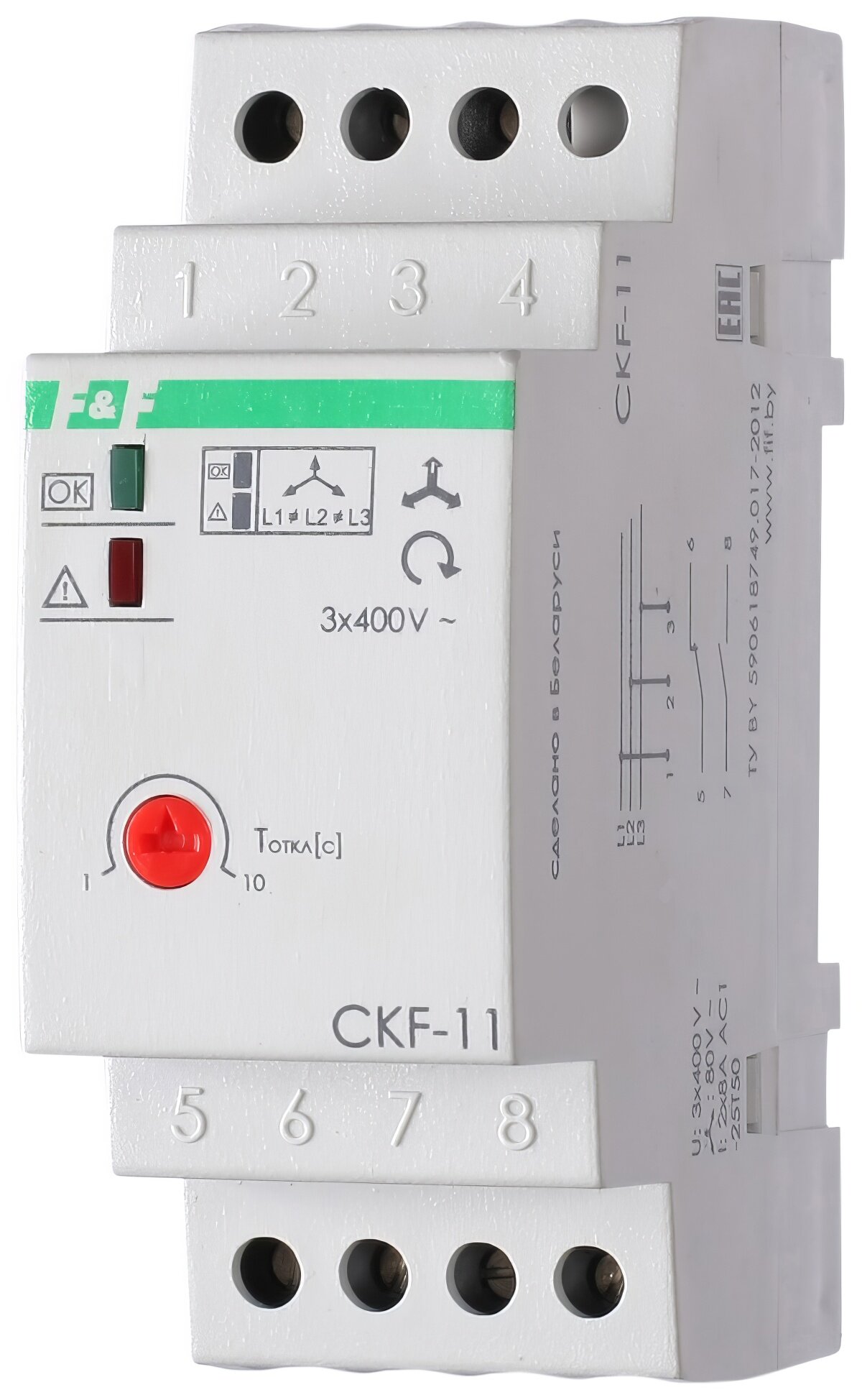 Реле контроля фаз и напряжения трехфазное CKF-11 АС400В УХЛ4