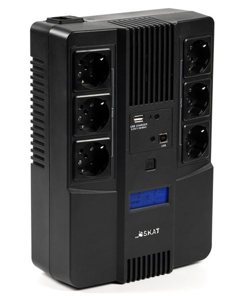 (8935) Бастион SKAT-UPS AI 800ВА/480Вт/line-interactive/АКБ 9Ачx1/ 3xSchuko 3xSchuko/Дисплей/3 л. г.