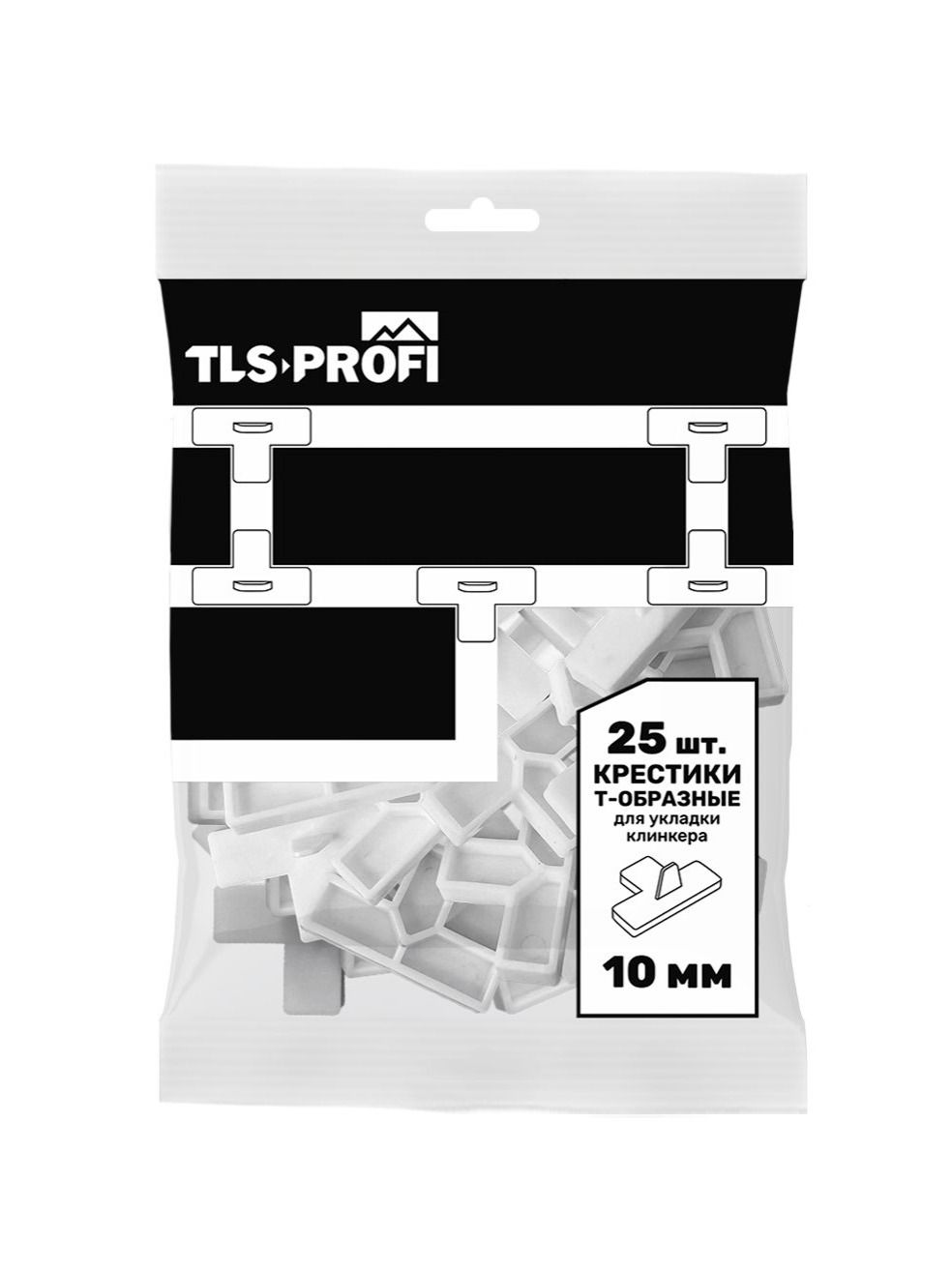 Набор Крестики Т-образные для укладки клинкера TLS-Profi 10мм (5 пакетов по 25 шт)