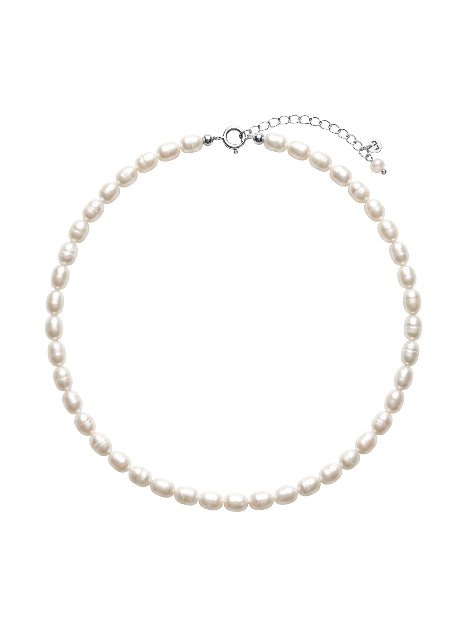 Колье LU Jewel, жемчуг пресноводный культивированный, длина 34 см, серебряный — фото 1