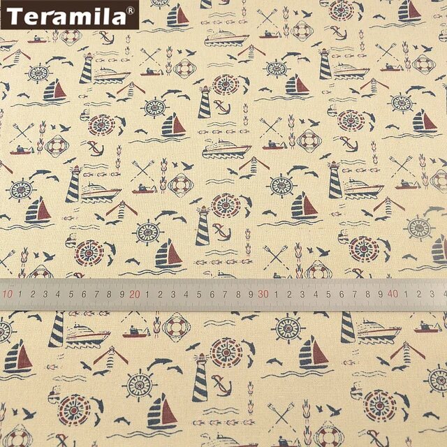 TERAMILA Хлопковая льняная ткань для пошива Бежевый, 50x145cm- 0.54 yard, M008-1