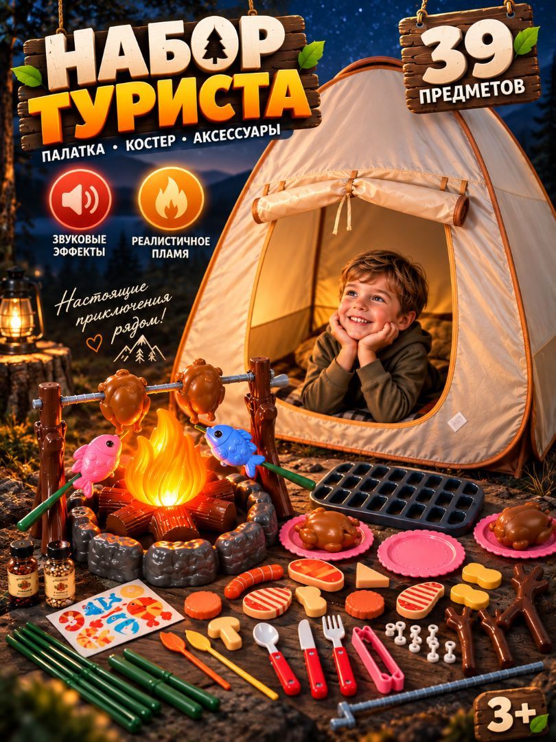 Игровой набор туриста детский с палаткой