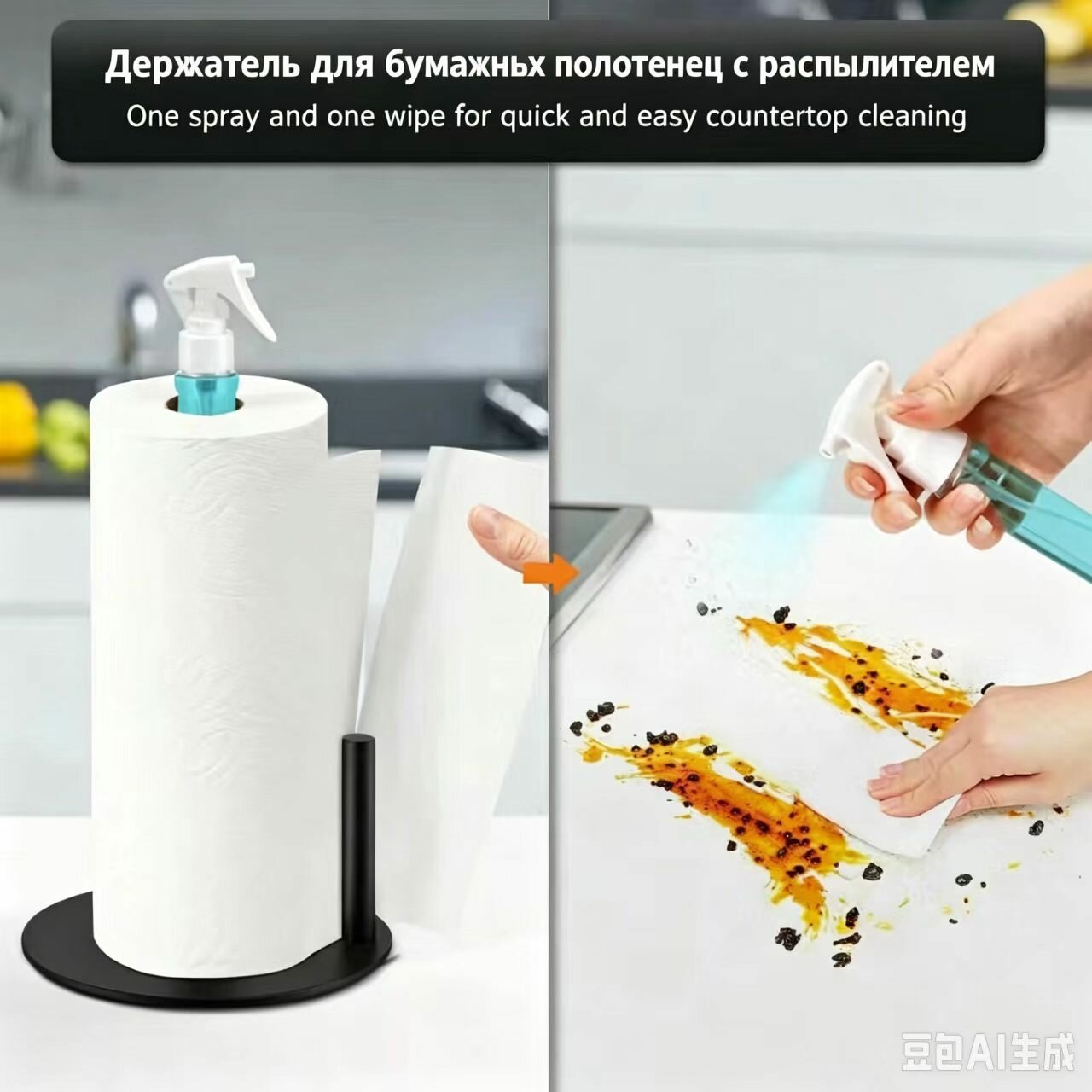 Держатель для бумажных полотенец, распылитель, стойка для рулонов бумажных салфеток для кухни и ванной комнаты