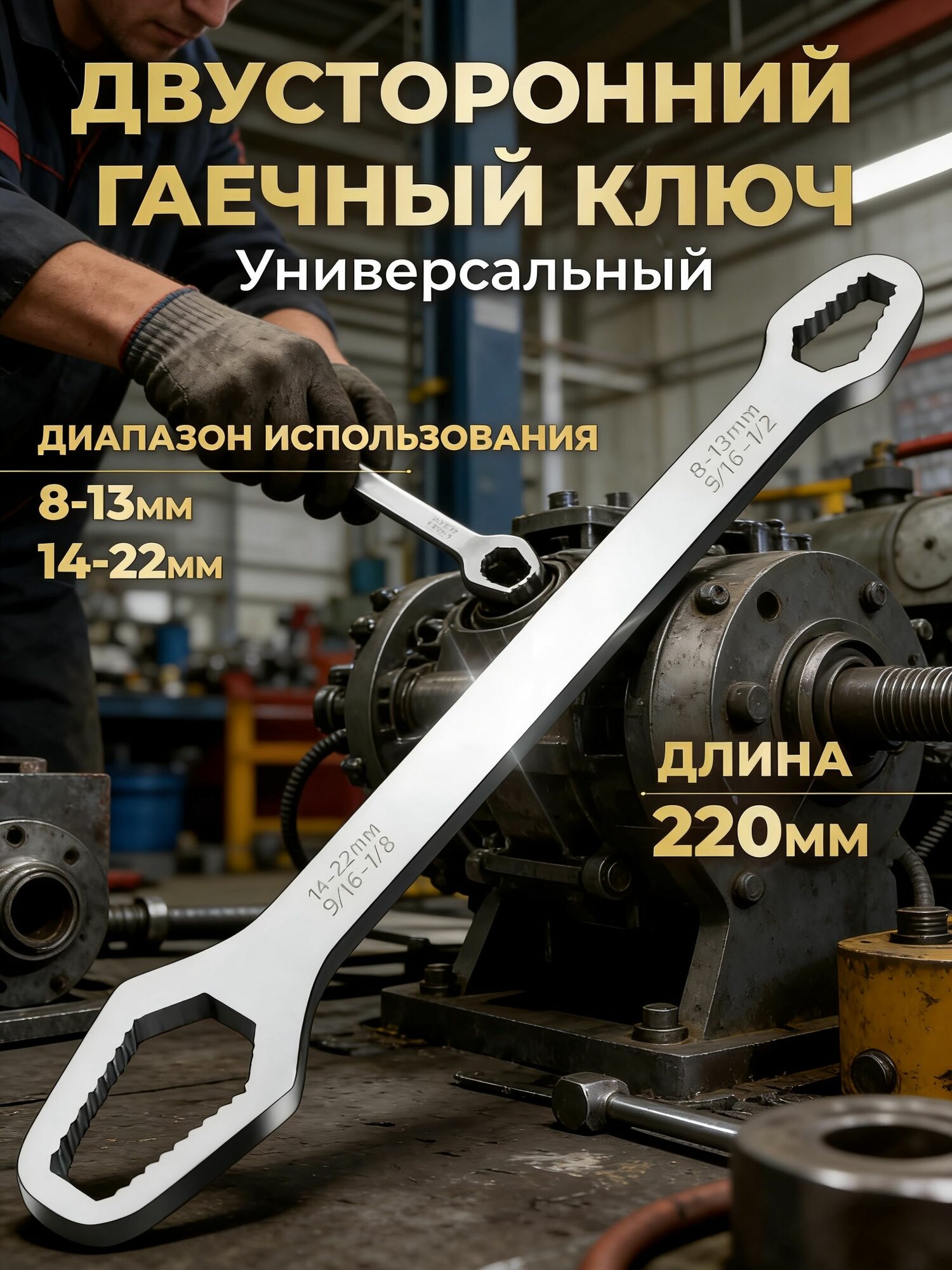 Многофункциональный универсальный гаечный ключ с двойной головкой