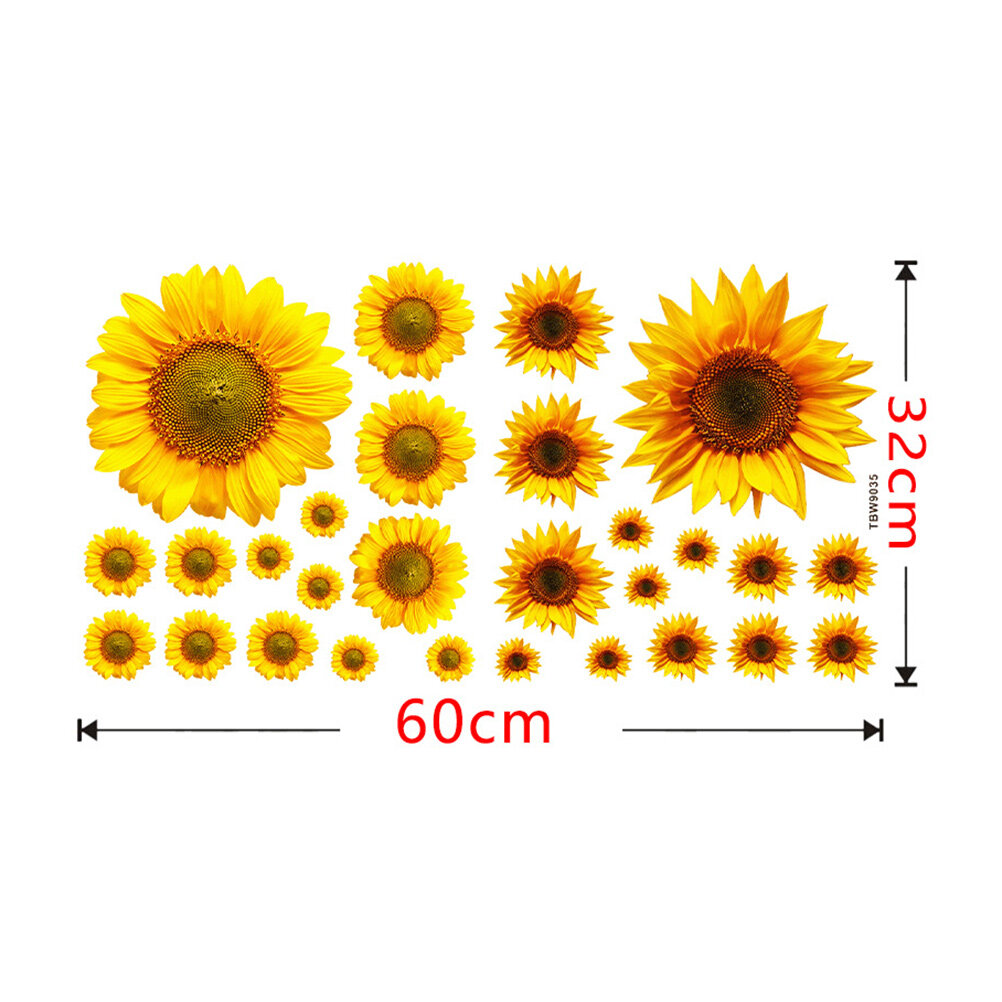 Самоклеящаяся Наклейка Для Стены В Forme Подсолнуха Из Толстого ПВХ 60x32cm