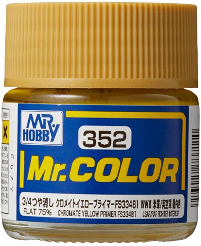 C352 краска художественная т. м. MR.HOBBY 10мл Chromate Yellow Primer FS33481 (Flat 75%)