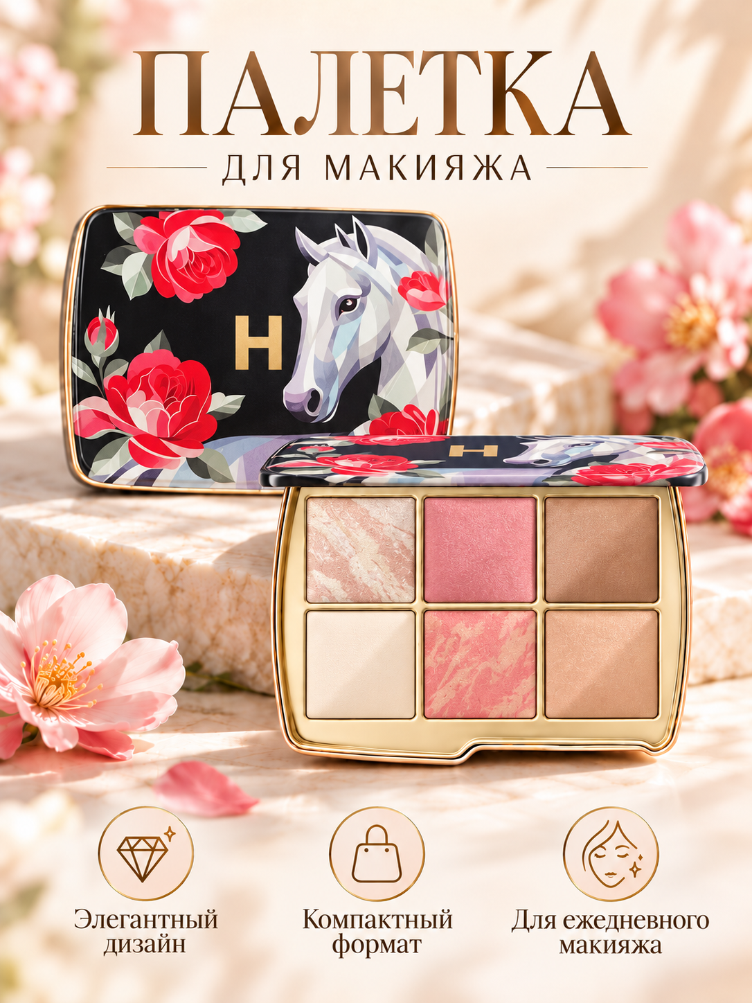Hourglass праздничная палетка для глаз лось/fox/лебедь/лошадь#Horse