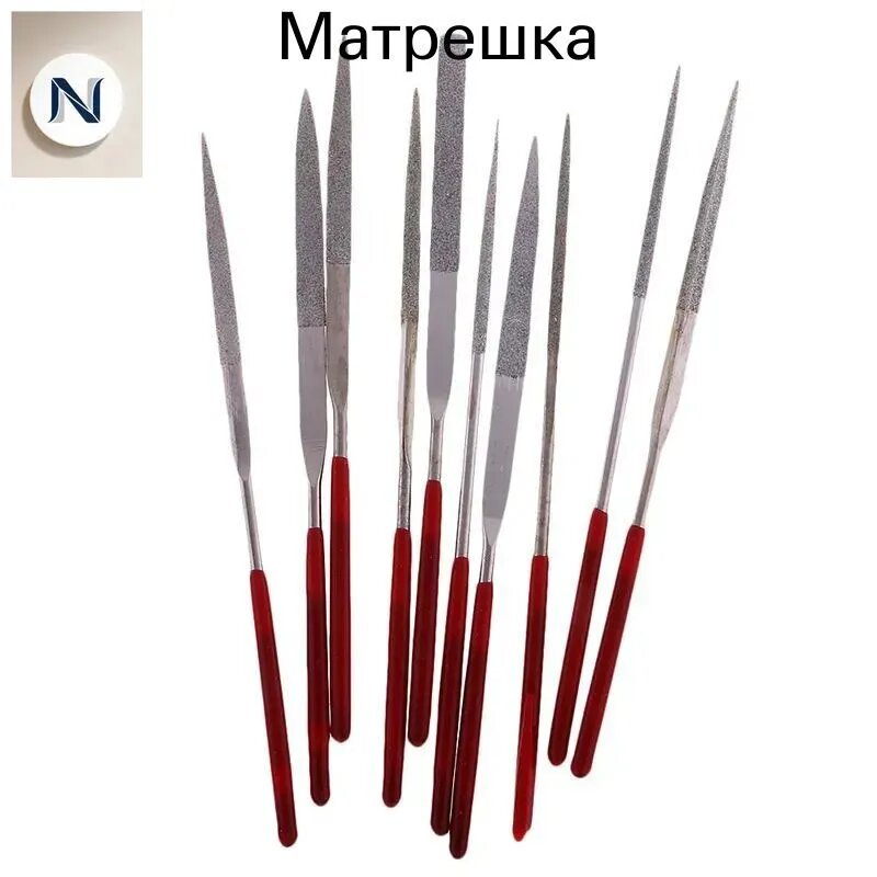 3*140 Набор надфилей для гитары, 10 штук, для прорезей порожка, ладов и мостика, инструмент лютье с резиновыми ручками