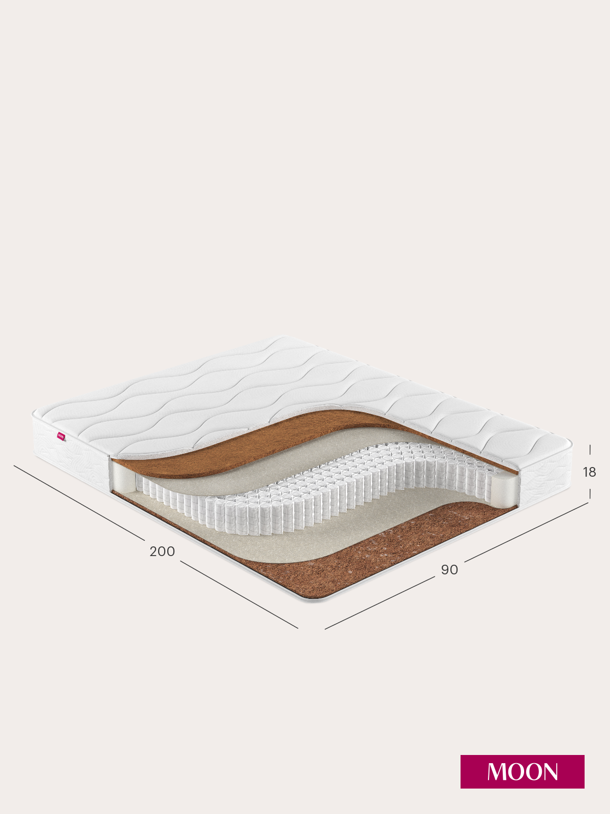 Матрас 90x200 MOON COMFORT 463, независимый пружинный блок