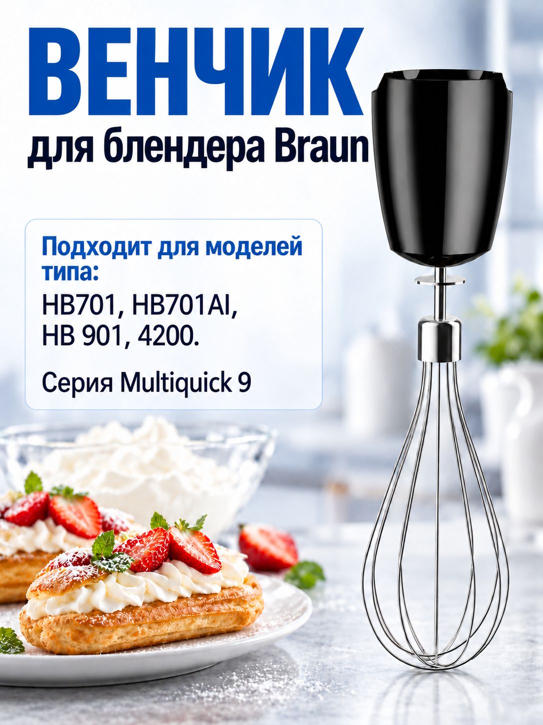 Насадка венчик для взбивания Braun MQS050BK, черный