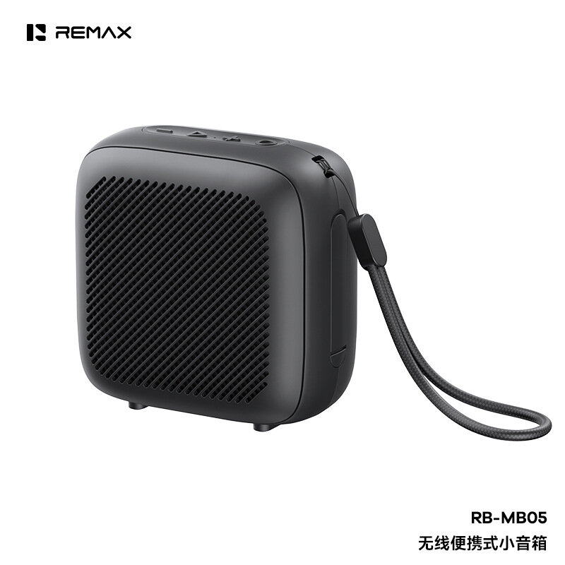 Портативный Bluetooth мини-колонка Remax RB-MB05 с длинной батареей, басом и ремешком для улицы, черный