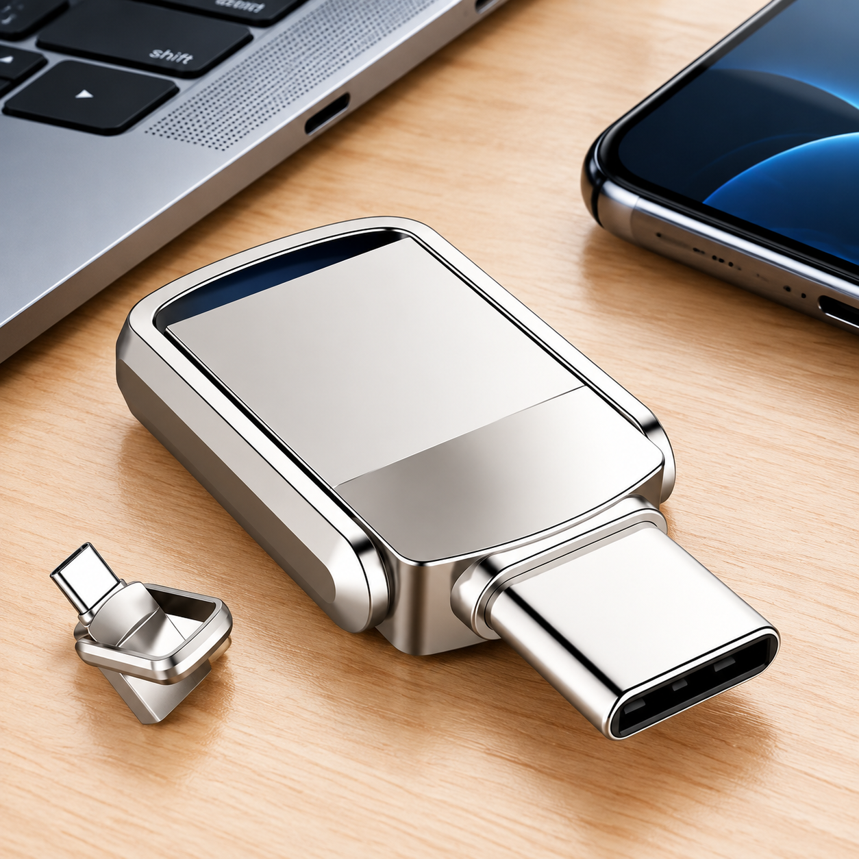 USB-накопитель Type-C 2ТБ, OTG (Цвет товара: серебристый)