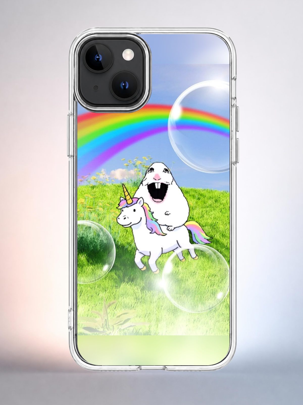 Чехол iphone 12 Улыбающийся кролик Y2K Indie Sleaze