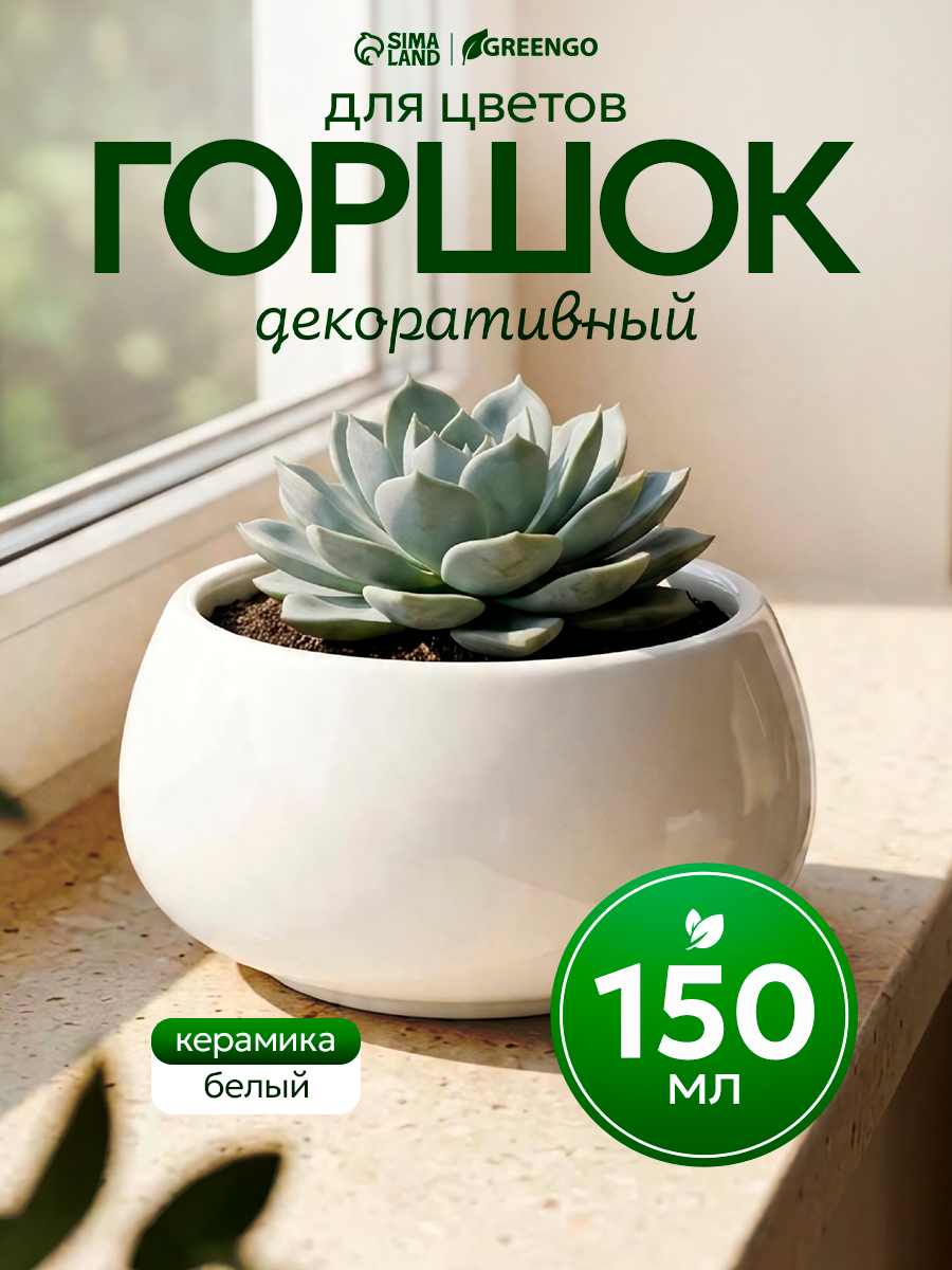 Горшок "Лайт Бонсай мини" для кактусов и суккулентов, 8х4см, белый