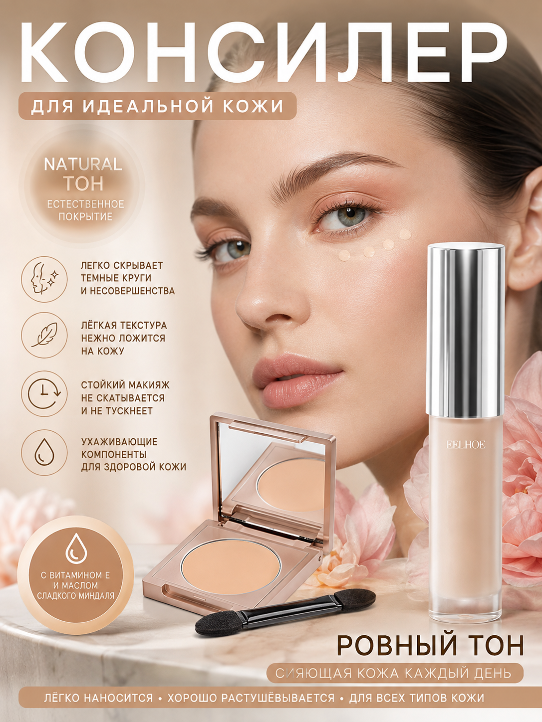 Светоотражающий консилер цвет № 02 натуральный цвет Стойкий макияж