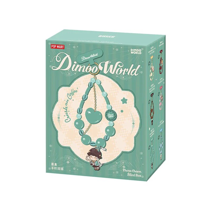 В наличии POPMART Dimoo Подвеска для мобильного телефона Dimoo World Heartbeat Special Tune Series Слепая коробка Очаровательная цепочка для телефона