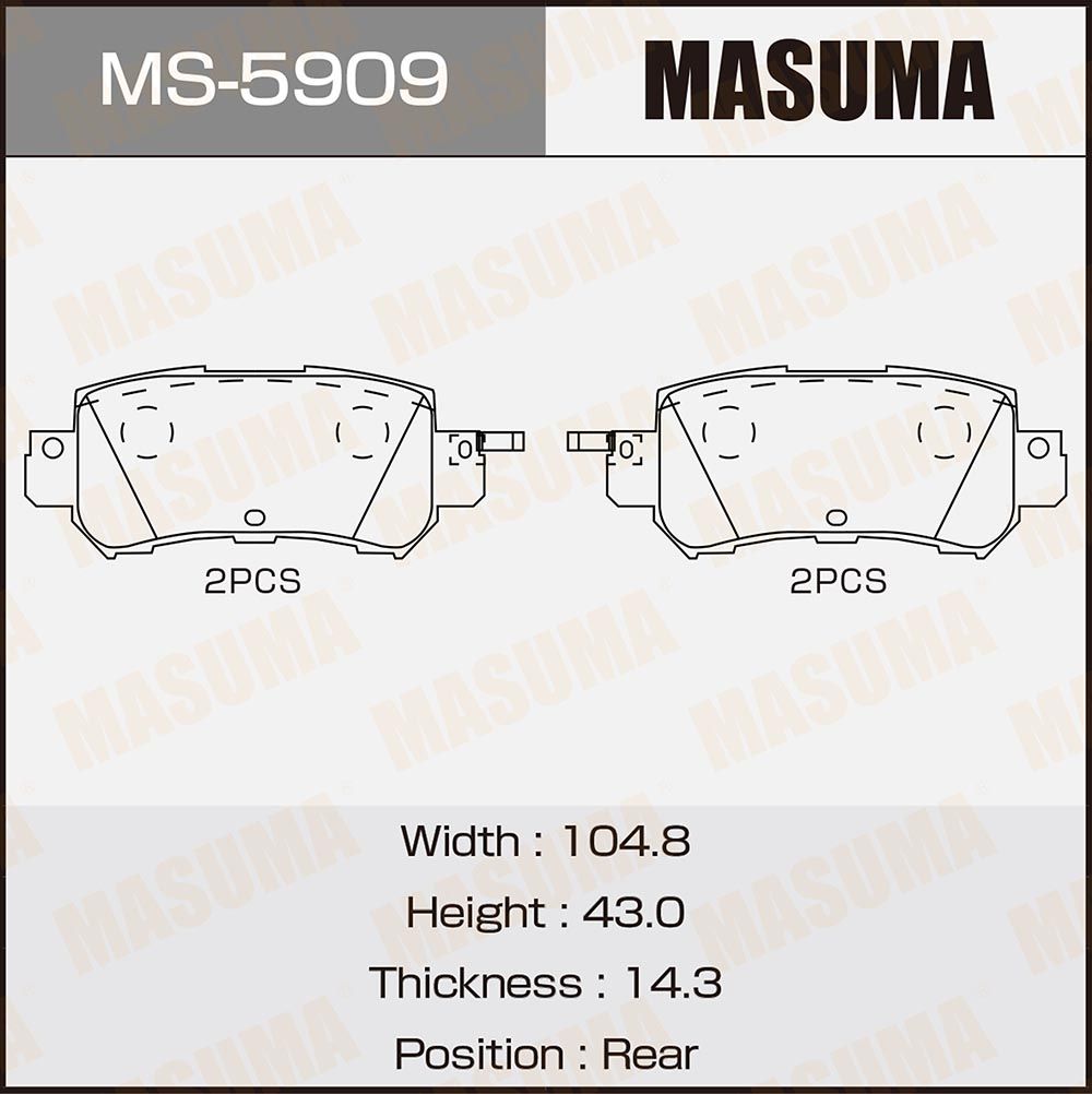 Колодки тормозные дисковые задние MASUMA MS-5909 Mazda CX-5 -11