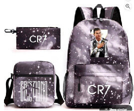 Футбольный набор 3 в 1: рюкзак, сумка, пенал с принтом Cristiano Ronaldo , 43×29×15 см, 660 г, водоотталкивающий, для школьников