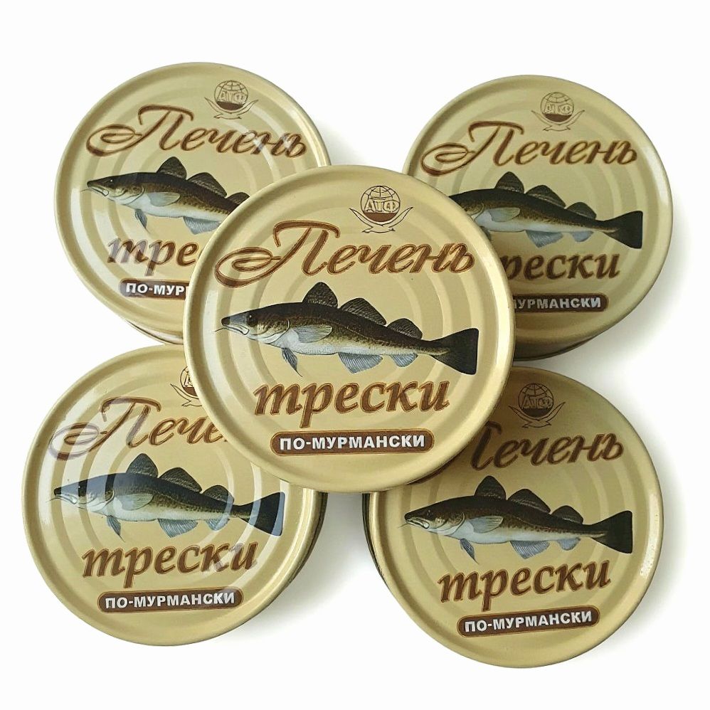 Печень трески по-мурмански (паштет), АО "Архангельский траловый флот" (АТФ), ж/б 230г, 5 банок
