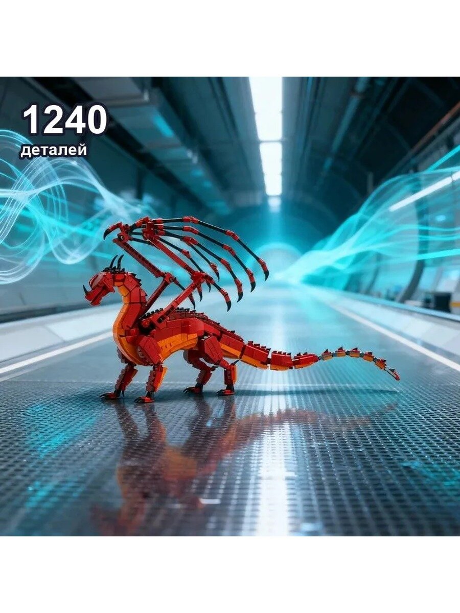 Конструктор MOC «Дракон SkyWing Крылья огня», 1240 деталей, коллекционная модель для взрослых