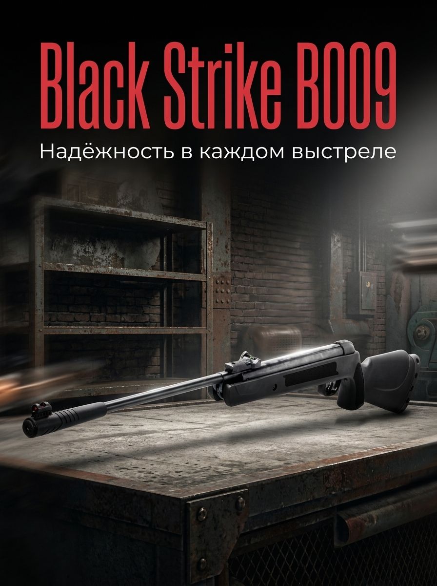 Винтовка пневматическая Black Strike"B009" кал.4,5mm (.177) не более 3,0Дж комплект (пули, мишени, чехол, манжета, перепуск)