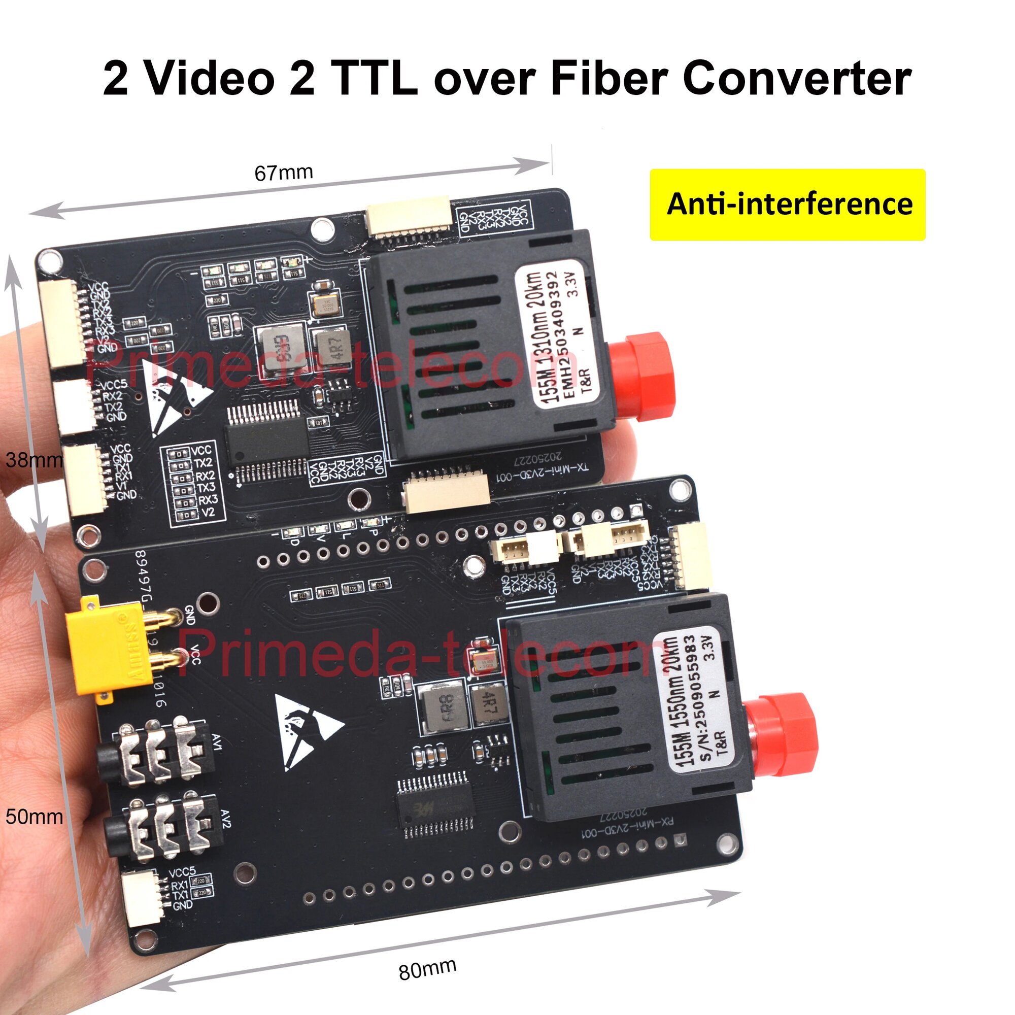 Видеооптический конвертер Primeda-telecom PMD-2V2TTL-FC-20Km-XT30