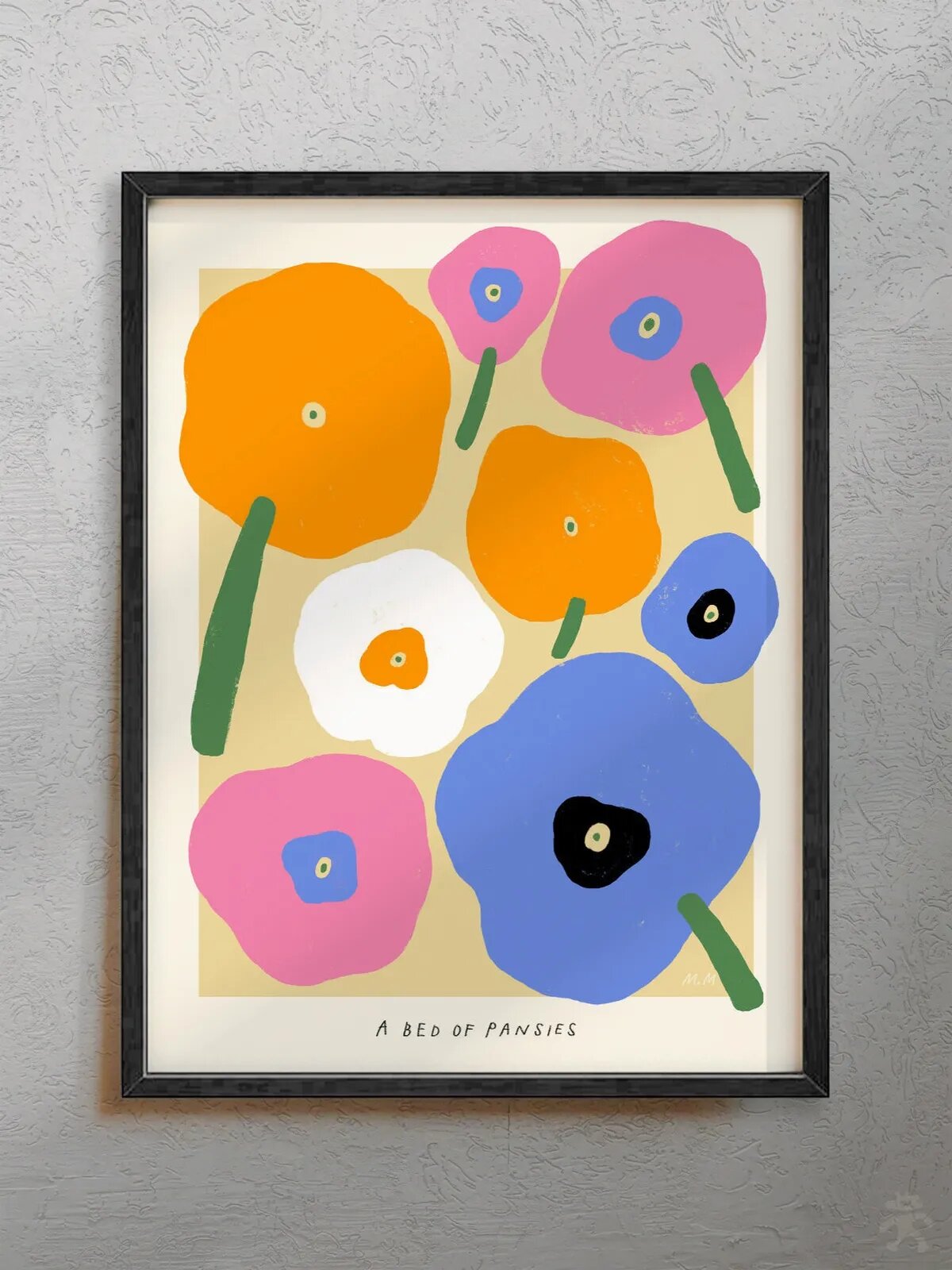 Интерьерный постер "A bed of pansies" в стиле pinterest, формата 30x40 см.
