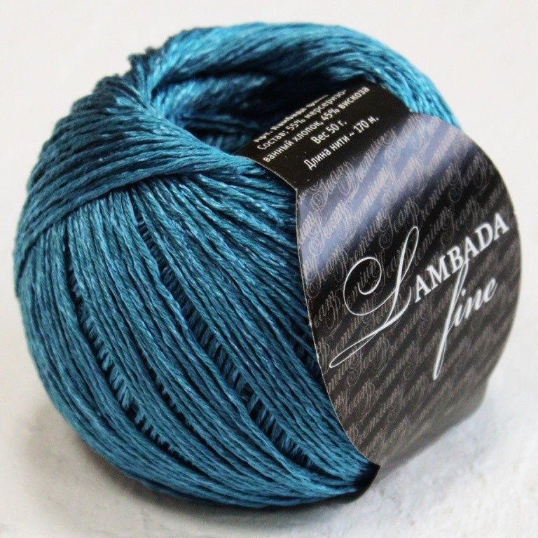 Пряжа Сеам Ламбада Фине 14 морская волна Seam Lambada Fine 5шт*50г*170м 55% мерсер. хлопок; 45% вискоза