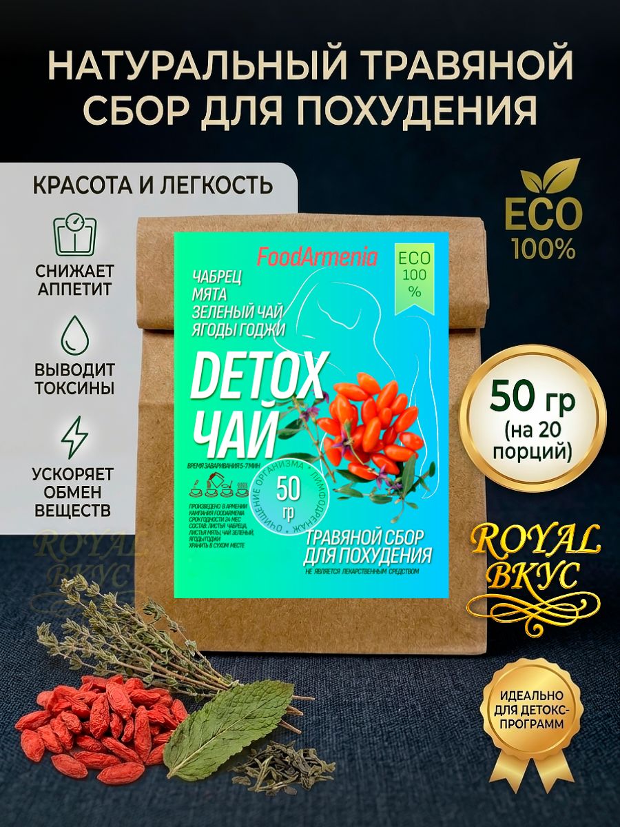 Чай для похудения очищающий Детокс дренажный с ягодами Годжи