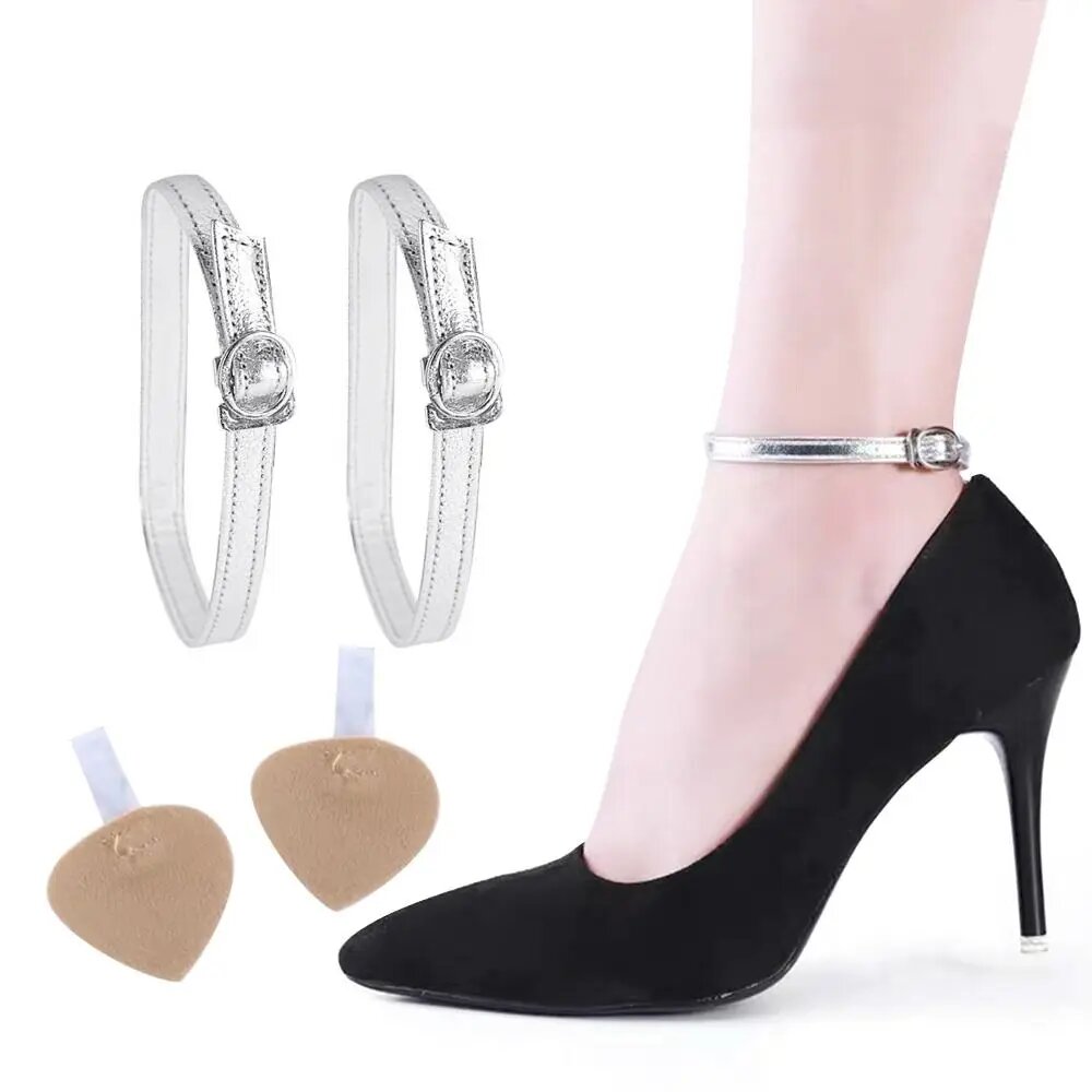 Ремни на щиколотку для туфель, Silver, Black