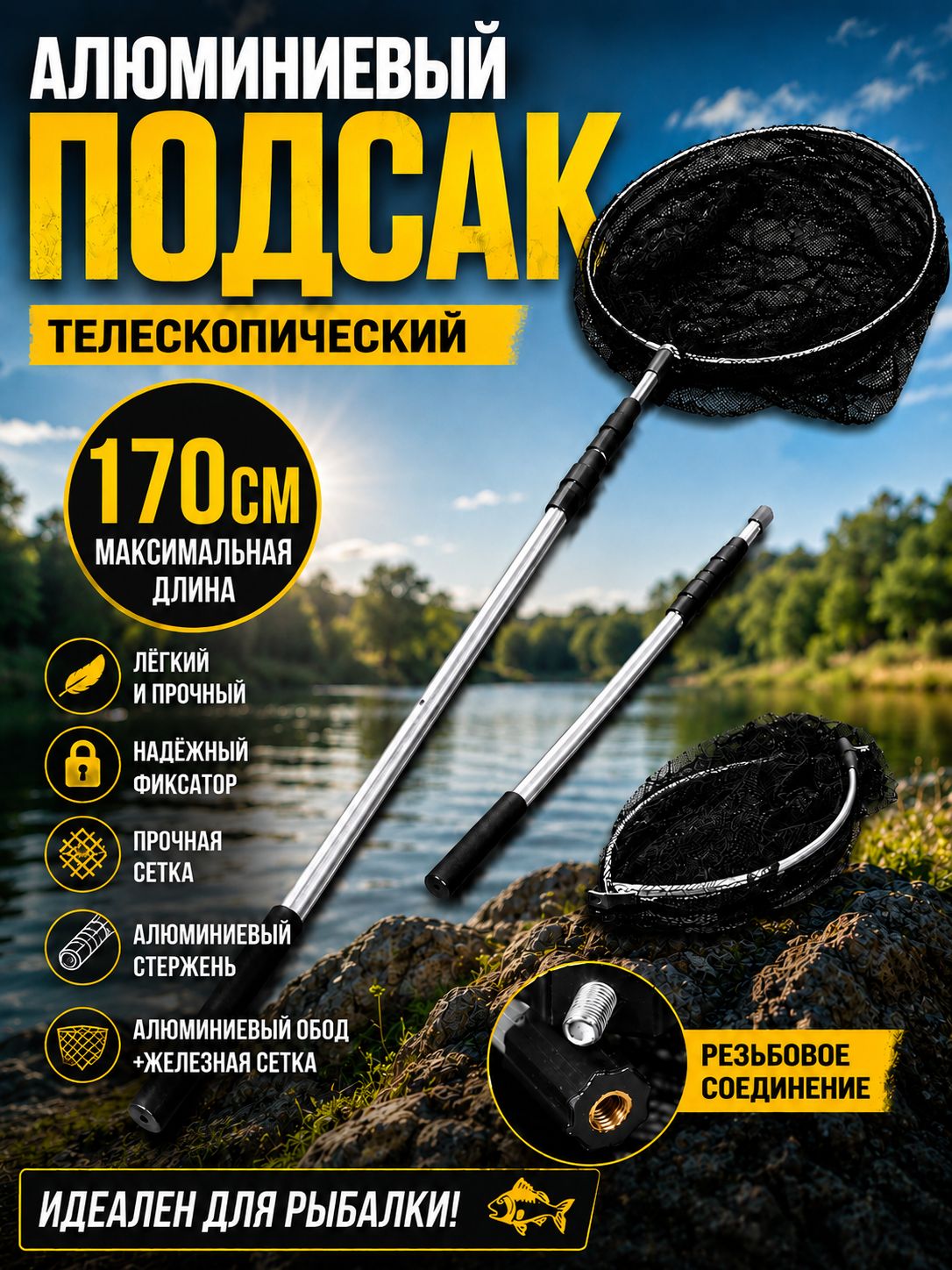 Подсачек, длина: 170 см