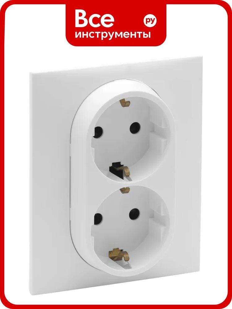 Розетка двойная Legrand STRUCTURA с заземляющим контактом, без защитных шторок, 16А, в сборе, белый 764230