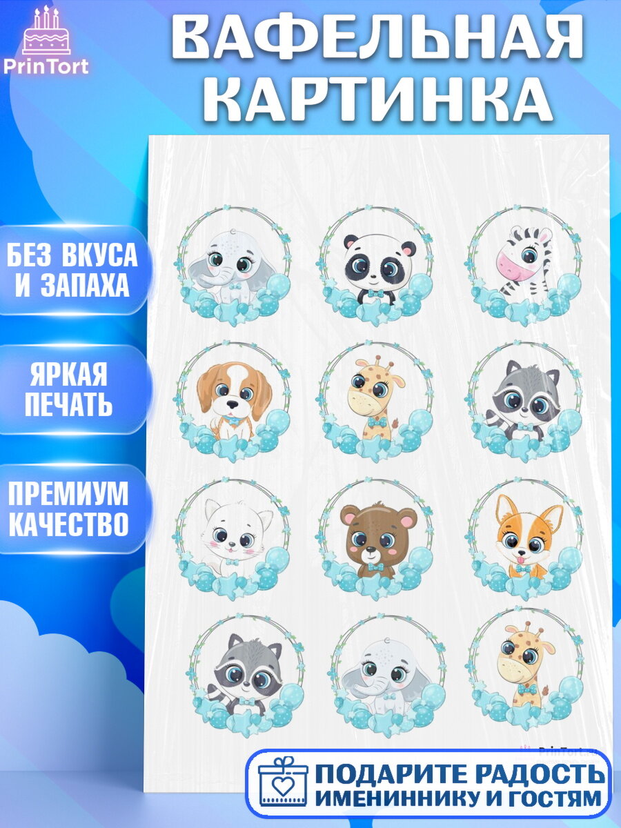 Вафельная картинка для торта Малышам. Украшения для торта мальчику на День Рождения. Декор для выпечки PrinTort