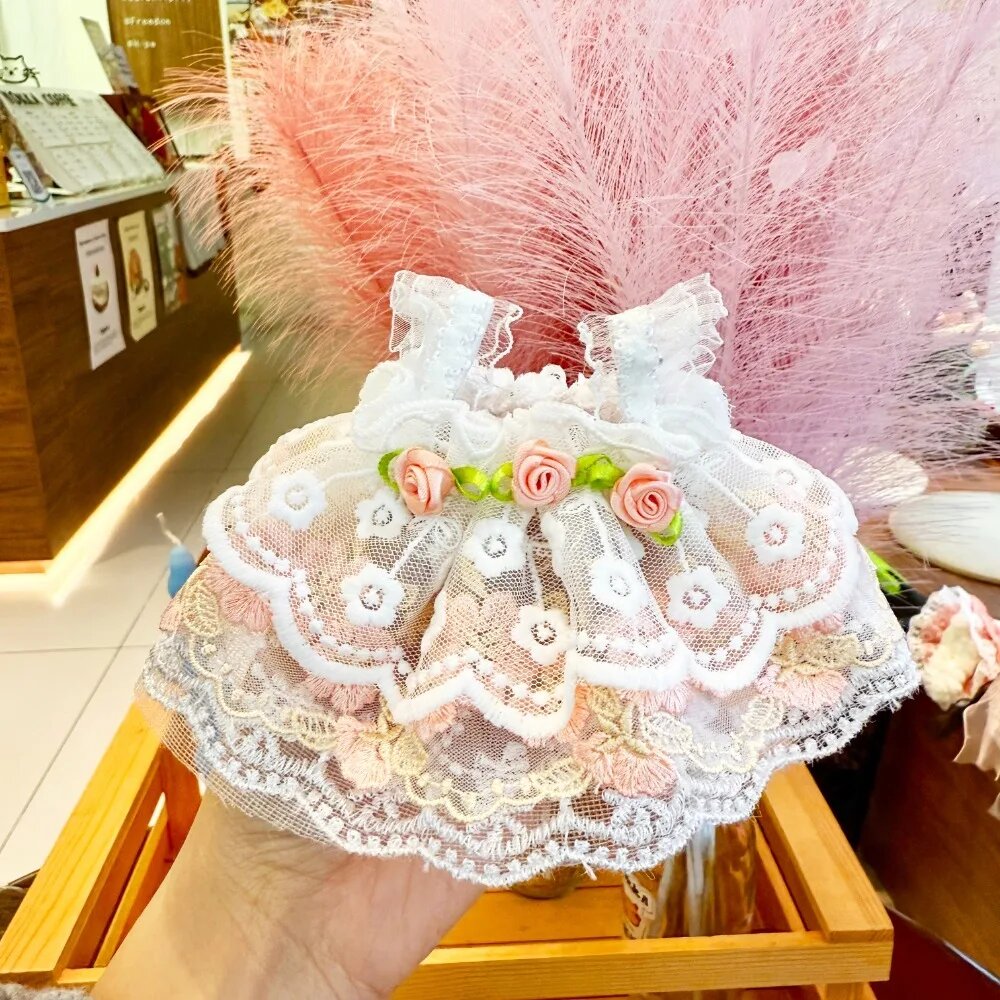 Хлопковое платье принцессы для куклы 15-20 см Розовый, Розовый, Pink