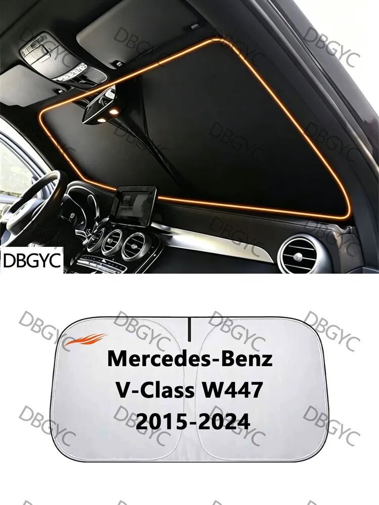 Шторка солнцезащитная на лобовое стекло Mercedes-Benz V-Class W447 2015-2024 , Защита от 99% ультрафиолетовых лучей, защита от солнца, светонепроницаемость