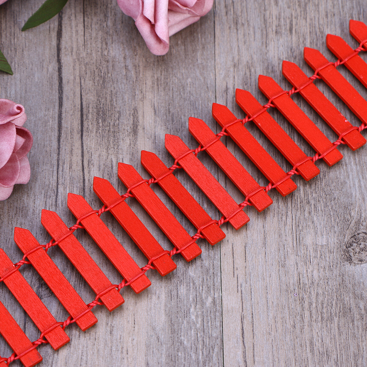 Декоративный Мини Забор Для Сада 100cm X 5cm Деревянный Забор Для Мини Дома И Озеленения Террариума Орнамент Красный