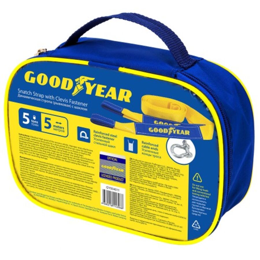 Стропа динамическая (рывковая) с шаклом goodyear 5 тонн, 5 метров (GOODYEAR GY004011)