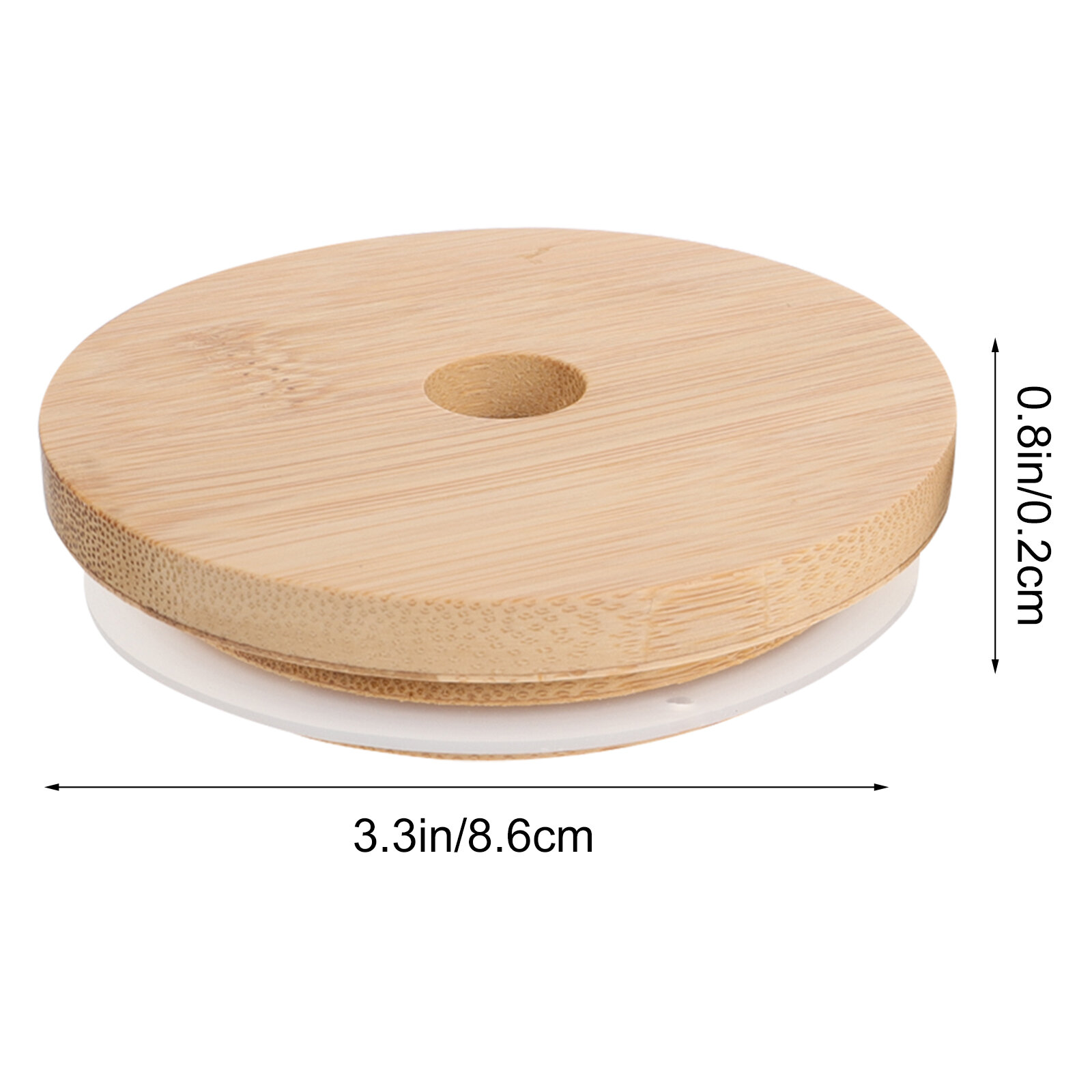 Крышки Для Банок Из Бамбука С Отверстием Для Соломинки 2 Штуки 8X8Cm