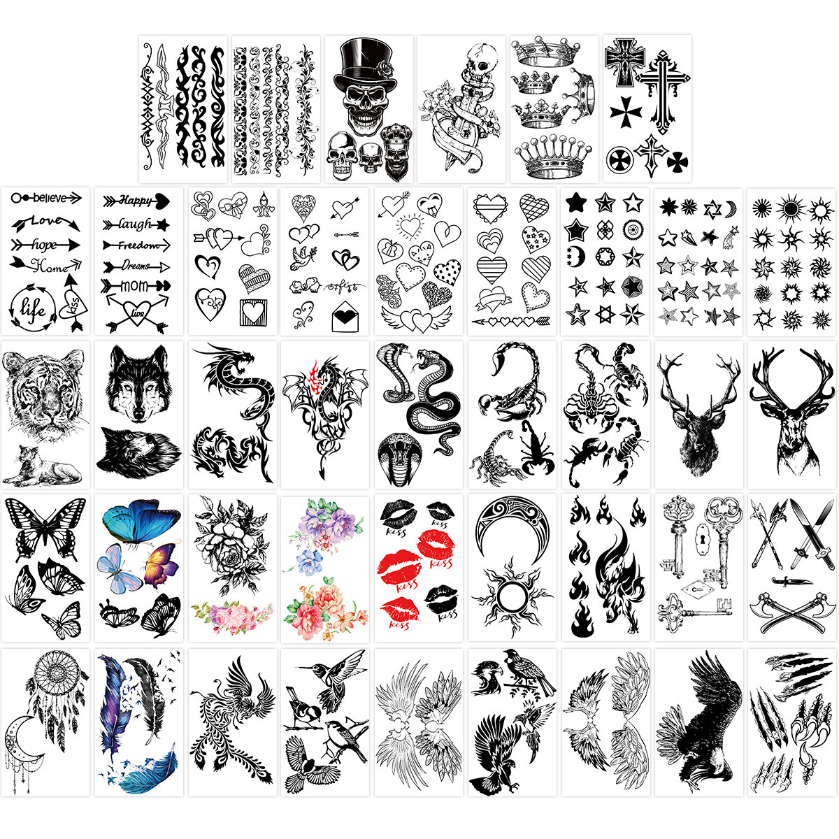 Vremennye Tatuировки 42 Listka Cvety Zhivotnye Vodoodpornye Nакleйkи Dlya Telа Assorted Color