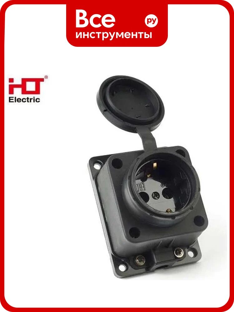 Розетка настенная HLT с заглушкой каучук (10 шт в упак) 2Р+РЕ 16А 250В IP44 083-05-03