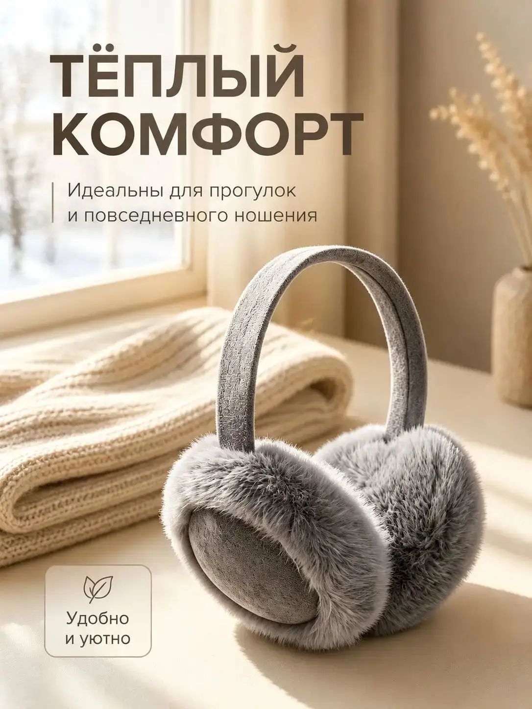 Наушники  для женщин, размер OneSize, серый/светло-серый — фото 1